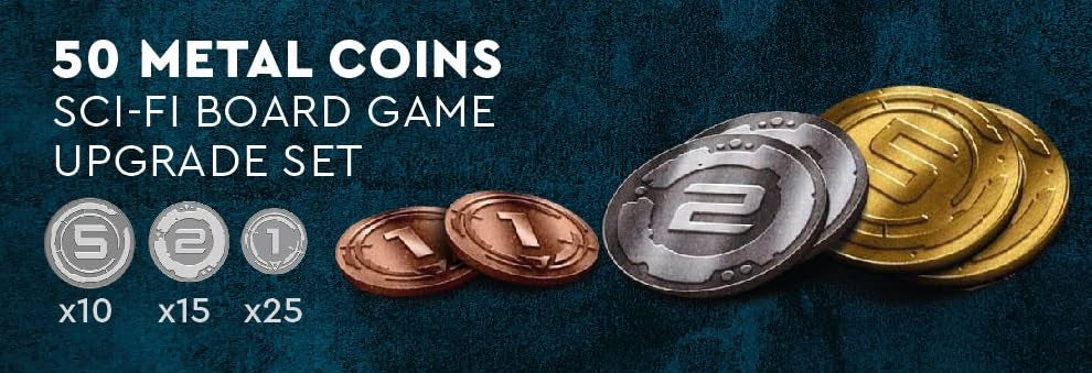 Board Game Upgrade: Metal Coin Board Game Upgrade Set (50 SciFi Coins ...