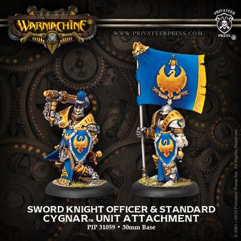 Warmachine: Cygnar - Sword Knight Major & Standard | Lazarus Games